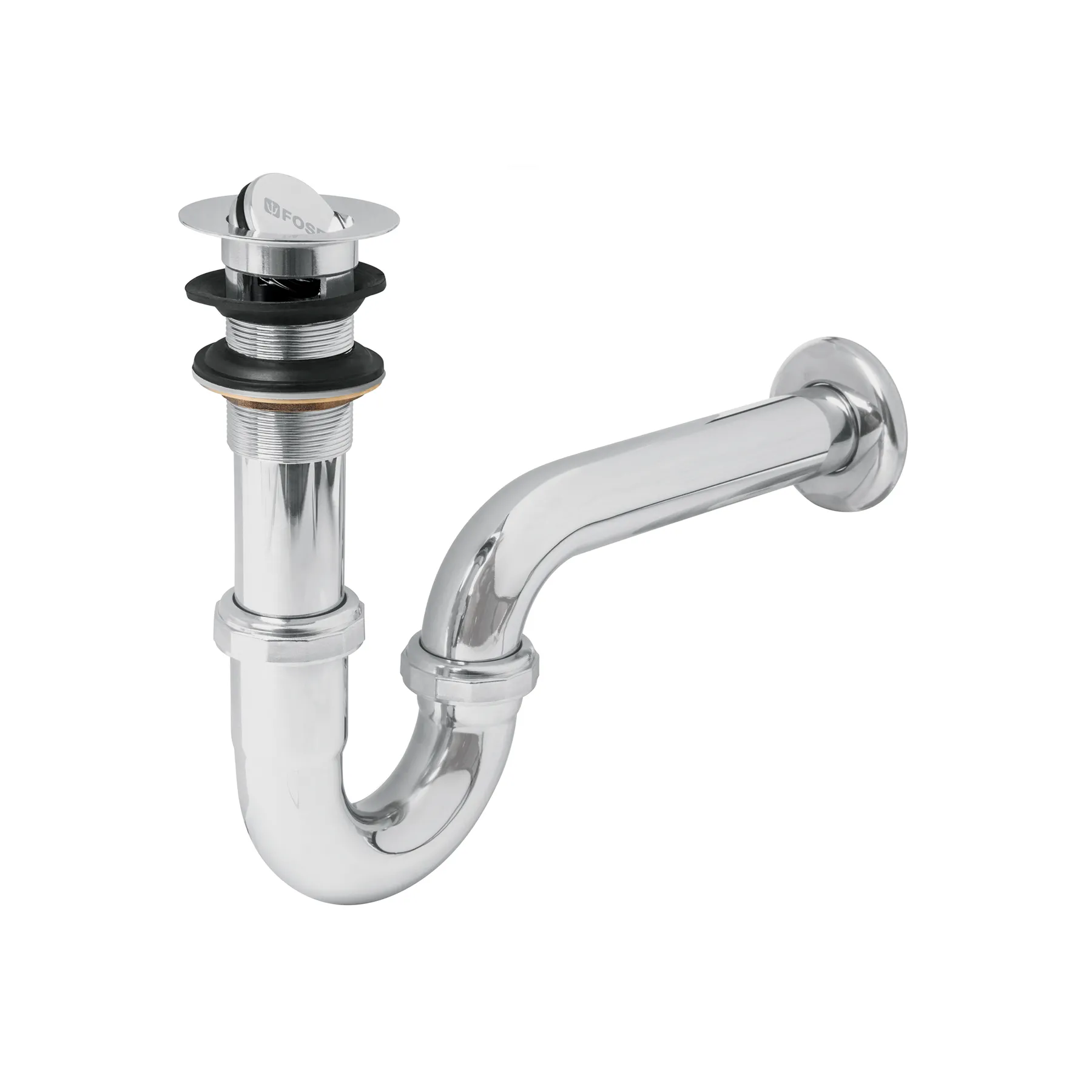 Céspol p/lavabo latón c/contra tipo moneda, cromo, 1-1/4'