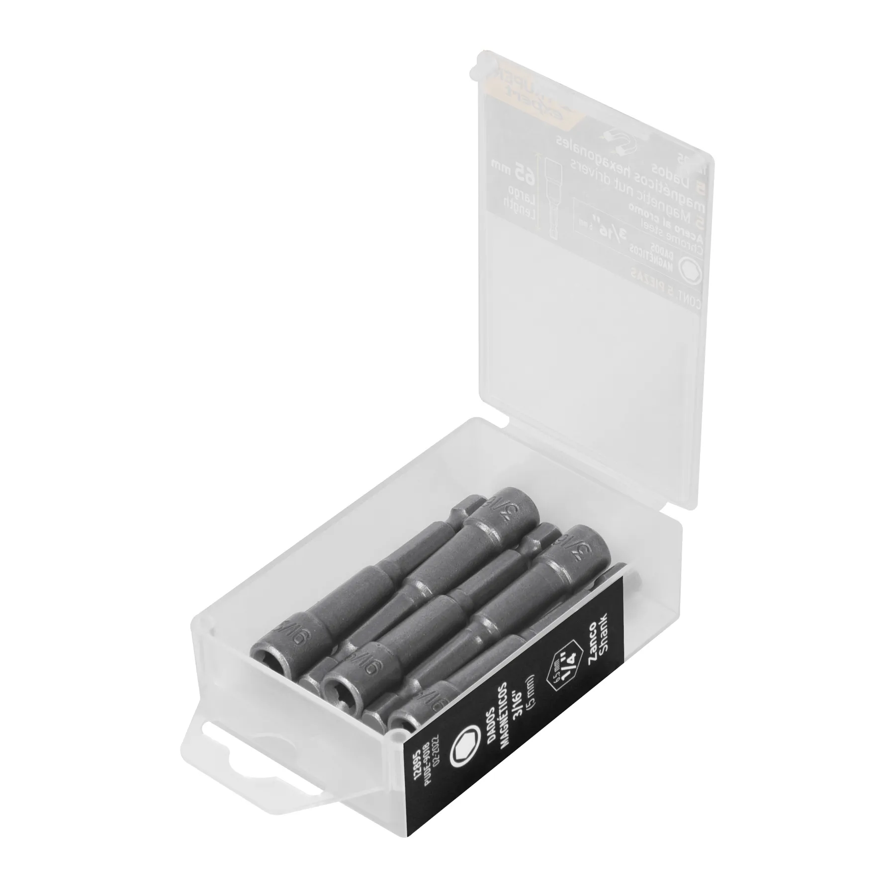 Estuche con 5 dados magnéticos de 3/16' largo 2-1/2', Expert