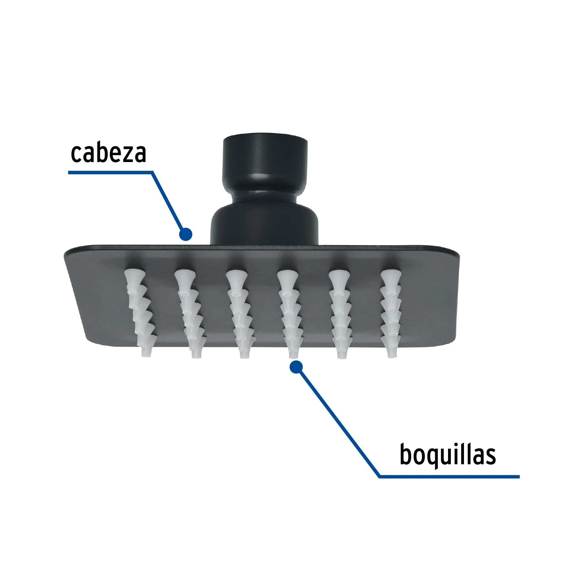 Regadera cuadrada 4', acero inox, sin brazo, negro, Tubig